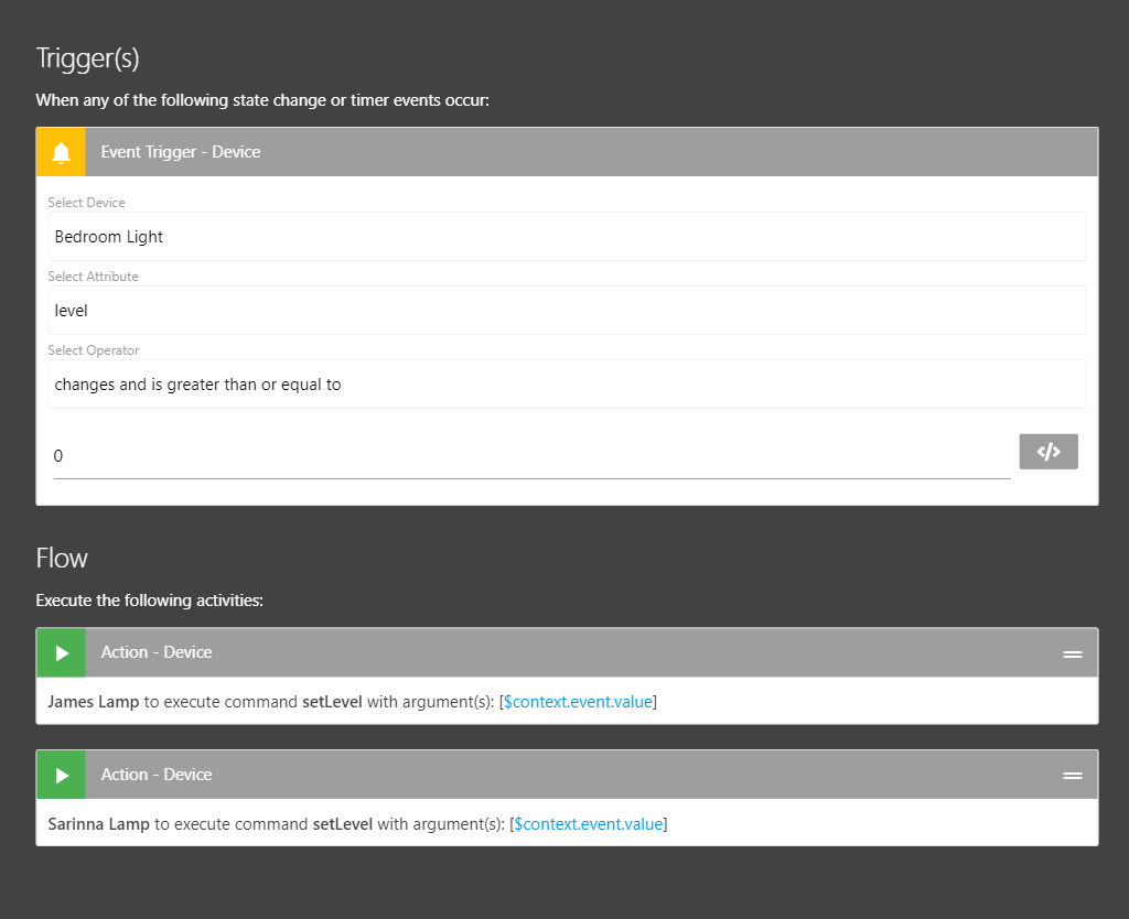 Any 2021 update on temp/dimming groups of lights? - SharpTools.io (web) - SharpTools Community